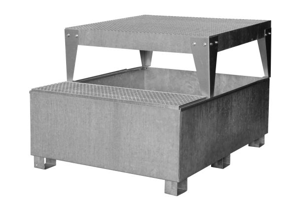 IBC bund made of steel, GS1a AB1 with 1 filling stand, galvanised - Mor ...