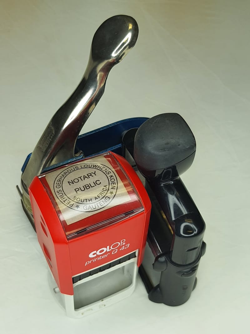 Notary Public Stamps for document legalisation - LOUWRENS KOEN ...