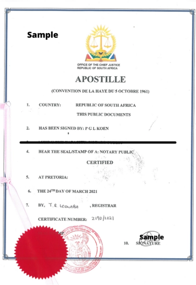 What does an Apostille from South Africa look like? - Apostille . Africa