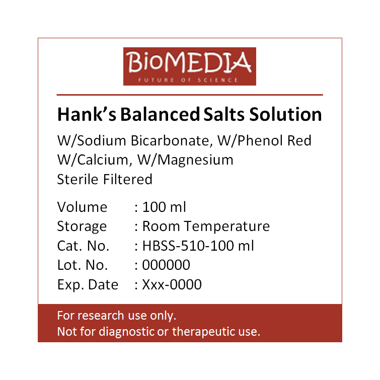 HANKS' BALANCED SALTS SOLUTION (HBSS) - BioMEDIA