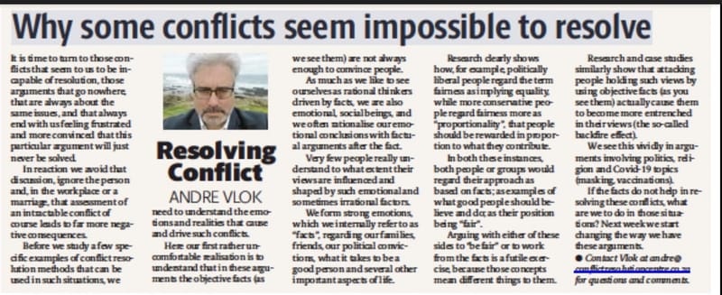The Resolving Conflict Series ... only in The Herald newspaper - The ...