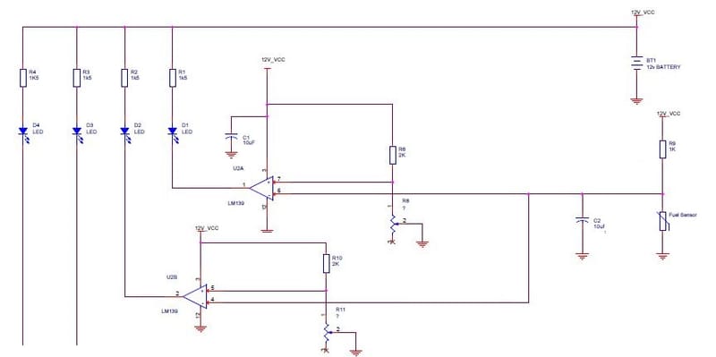 Circuit diagram for calibration of fuel tank sensor - Teptronic Ltd