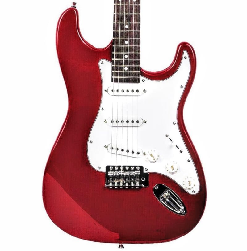 Wine Red Strat Style Electric Guitar +White Pickguard +3 Single Coil ...