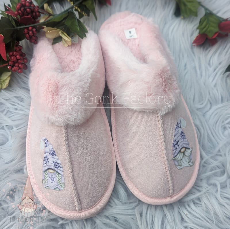 Pink 'Purple Snowflake Gonks' Slippers