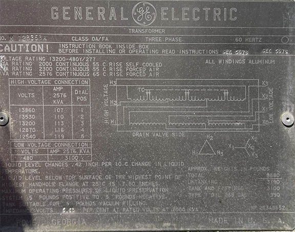 FEDERAL PACIFIC LTC SUBSTATION TRANSFORMER, 30/40/50/56 MVA