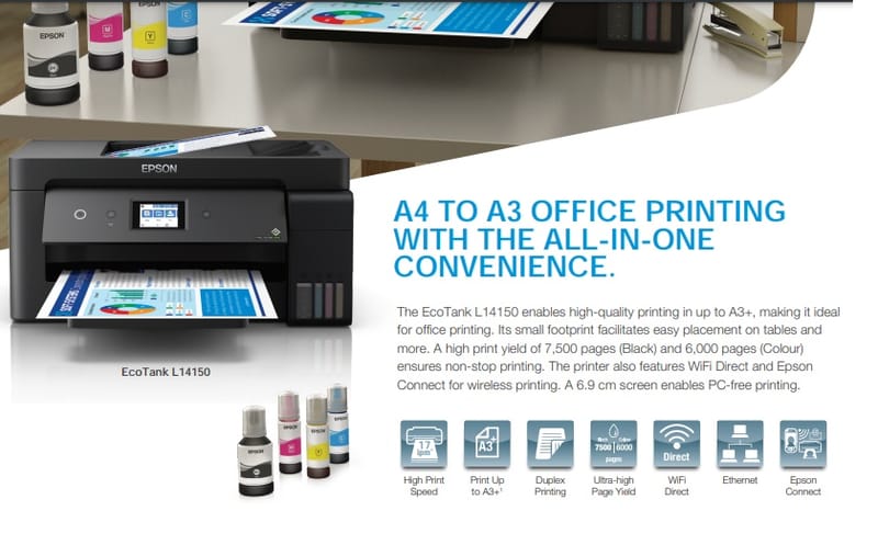 Epson EcoTank L14150 A3+ Wi-Fi Duplex Wide-Format All-in-One Ink Tank ...