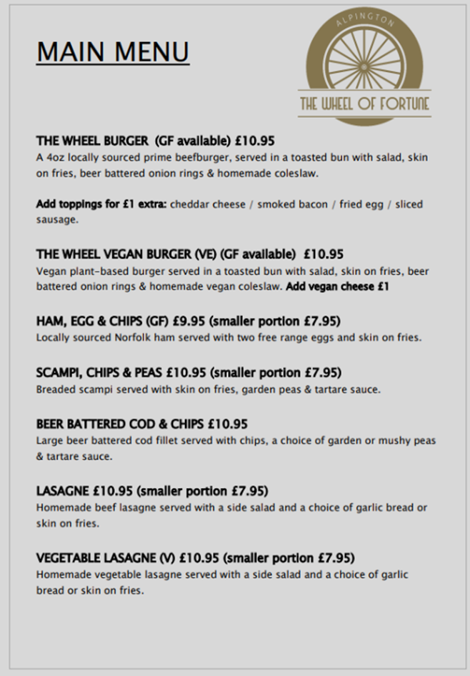 The Wheel Alpington Public House