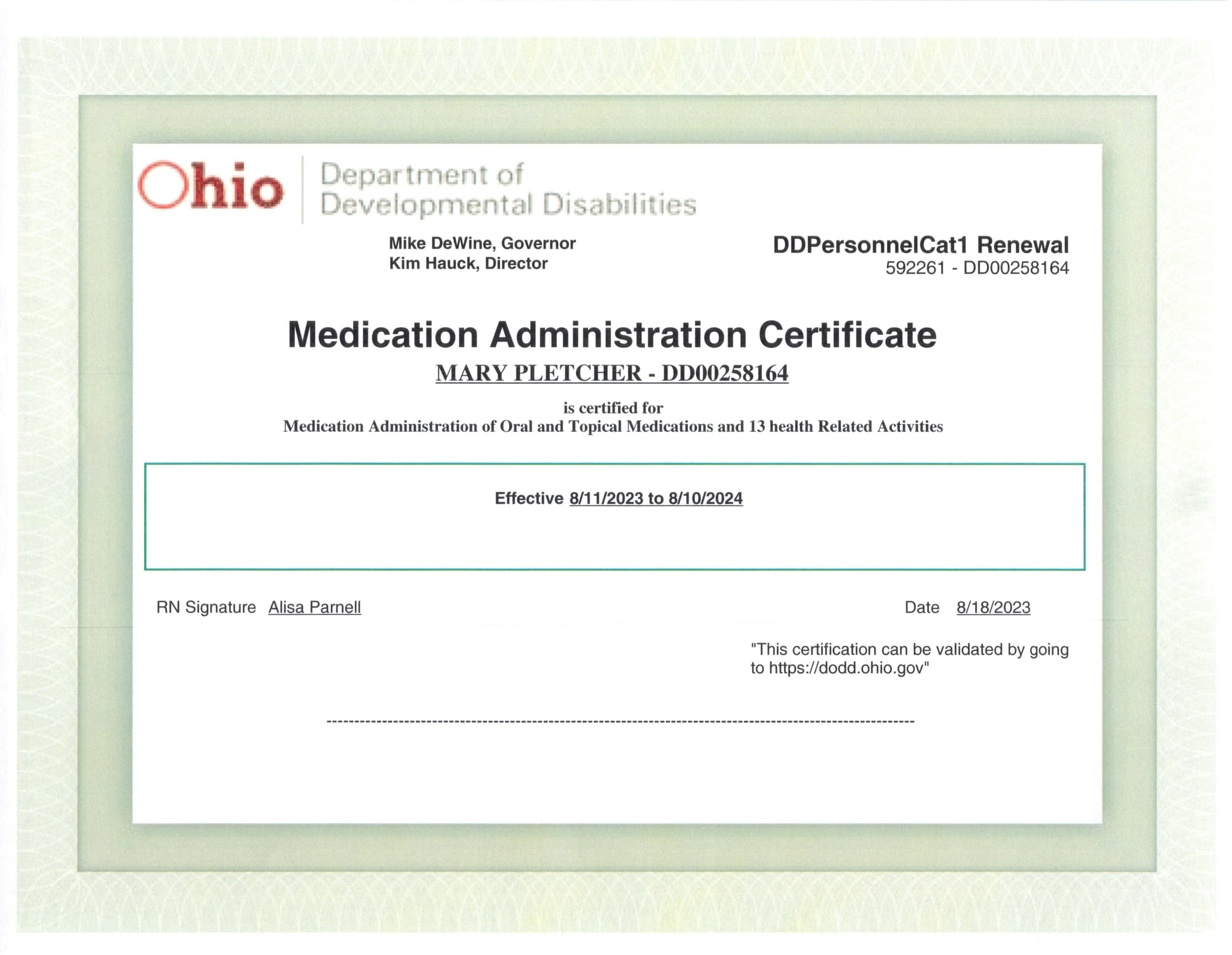 Certifications - Everyday Direct Support Home Heath Provider