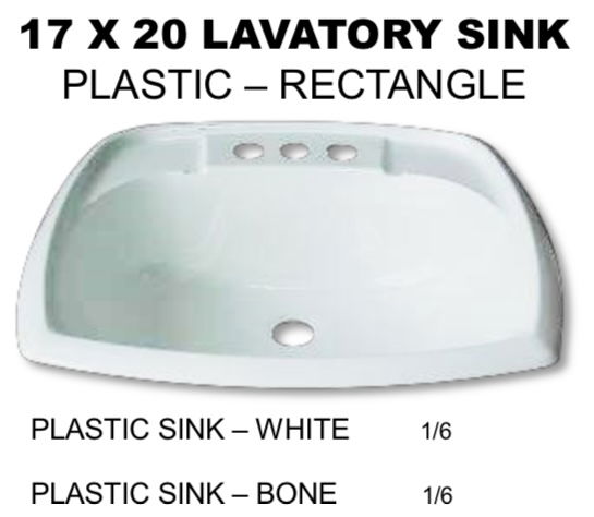 17X20 Rectangular White Plastic Lavatory Sink - Harbro Supply