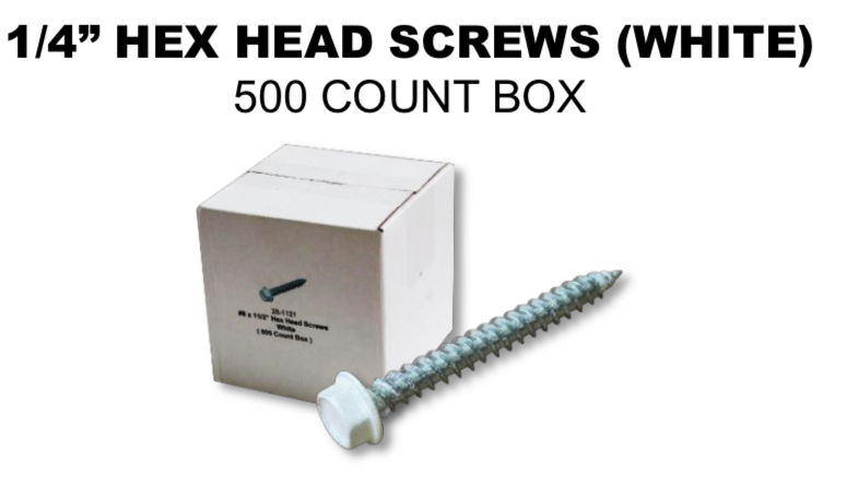 500ct 1 1/4" White Hex Head Screws - Harbro Supply