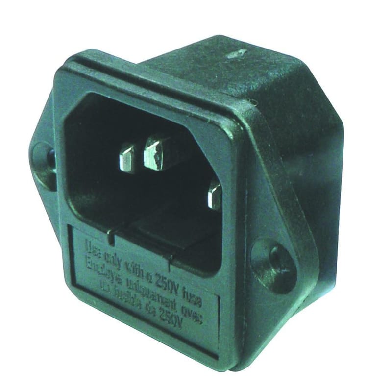 Conector de poder, 3-polos, 10A, para montaje en tablero