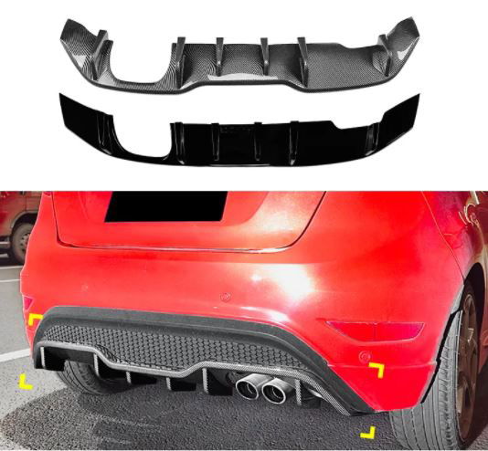 Fiesta ST-Line MK6 MK6.5 Gloss Black Rear Bumper Lip Diffuser WIth ...