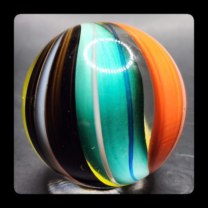 1.90" Contemporary Handmade Gibson Glass Turquoise Solid core swirl ...