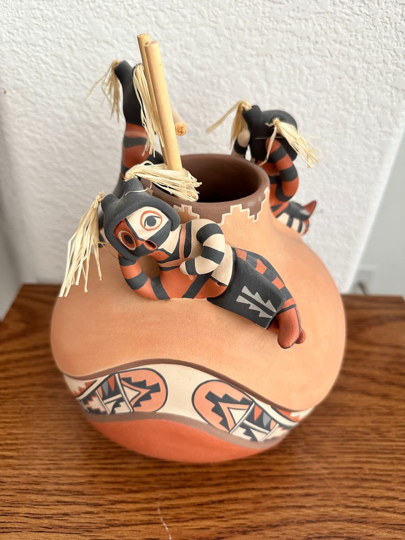 BEAUTIFUL COLLECTION OF NATIVE AMERICAN POTTERY, ART AND STERLING ...