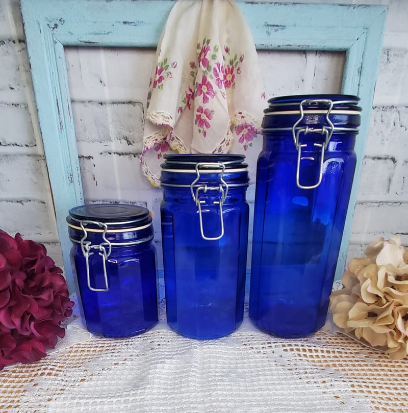 COBALT BLUE CANISTER SET - WHERE YOUR TREASURE IS BOUTIQUE