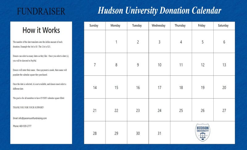 All digital pick-a-date calendar fundraiser