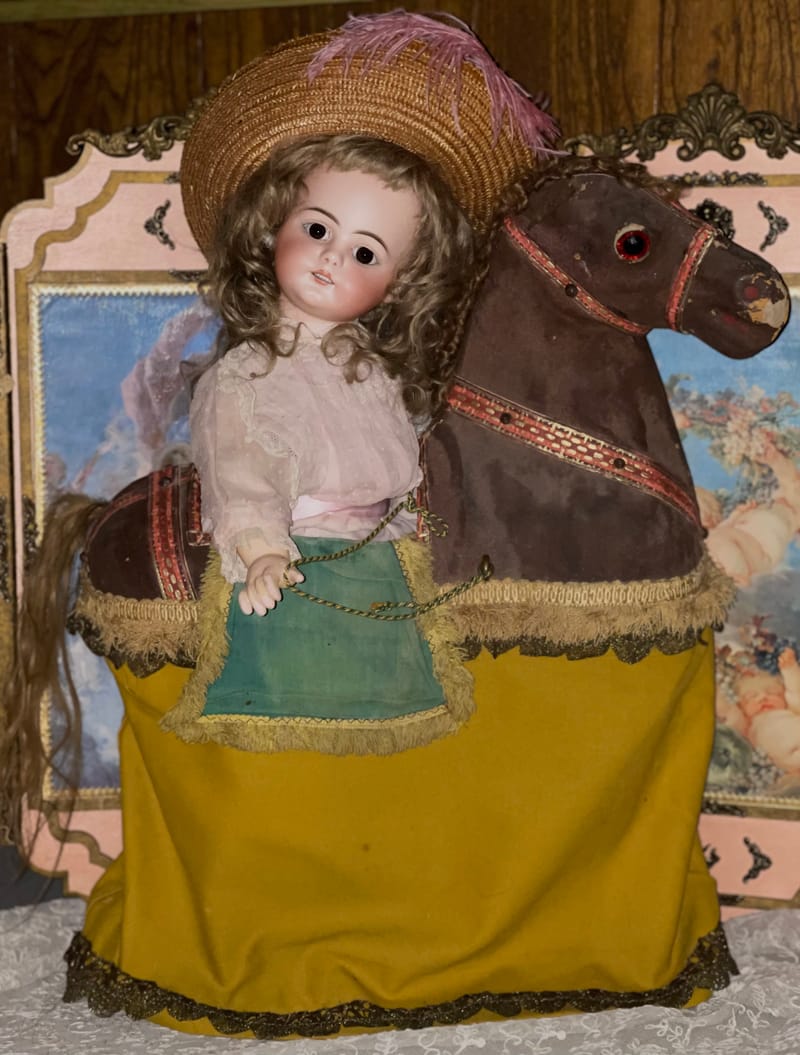 Super Rare Antique French Cheval Jupon Horse - Hearts Will Play