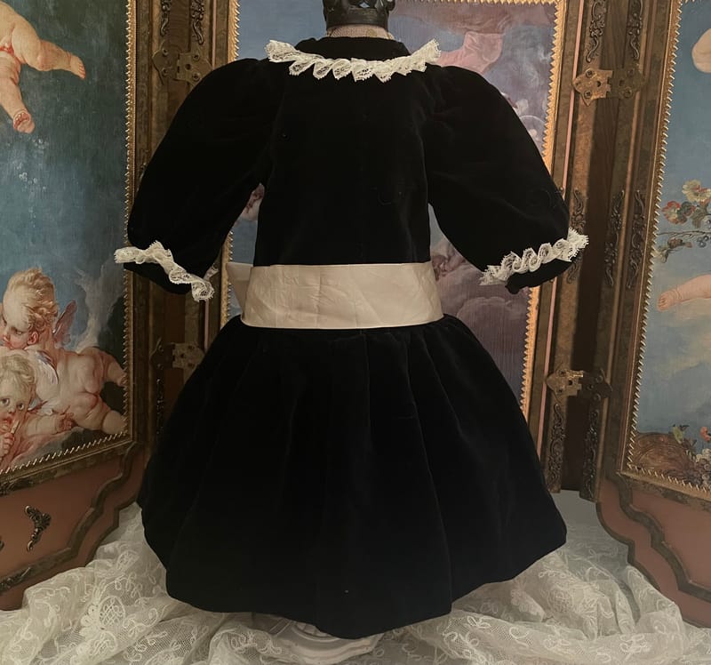 Antique Black Velvet Doll Dress - Hearts Will Play
