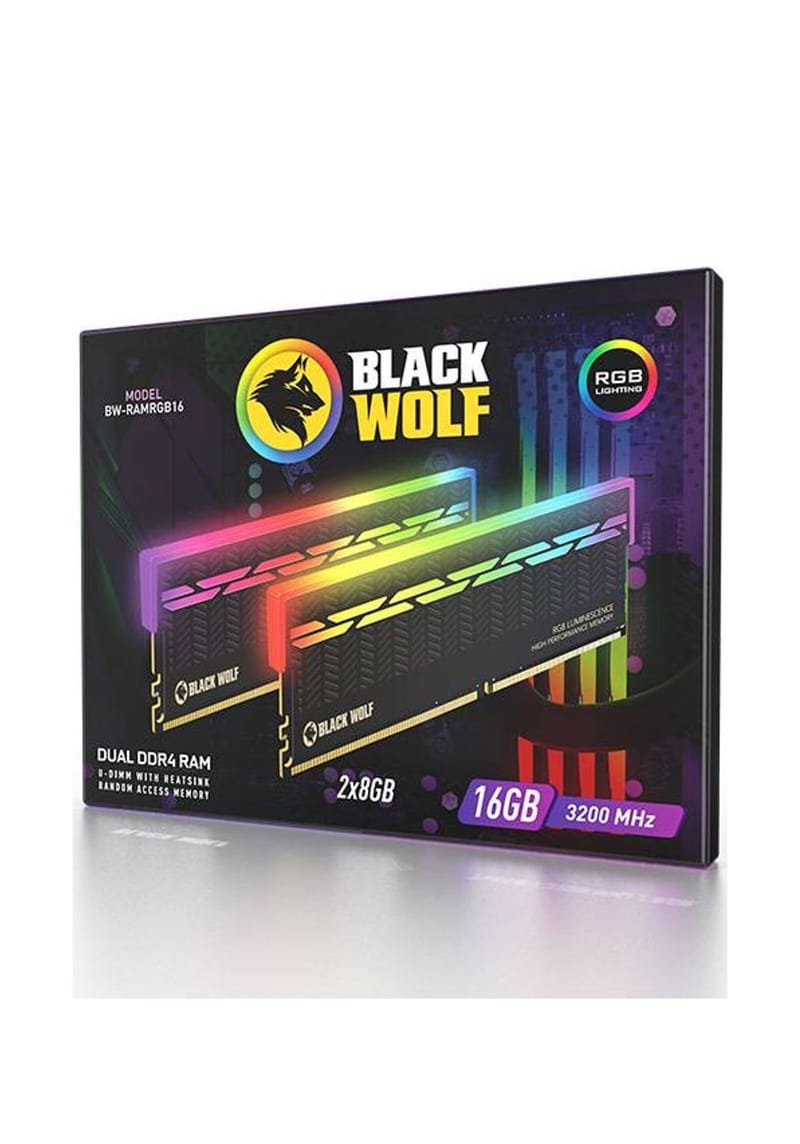 Black Wolf (DDR4 Ram with Heatsink 8GB 3200 MHz) - Basra Store