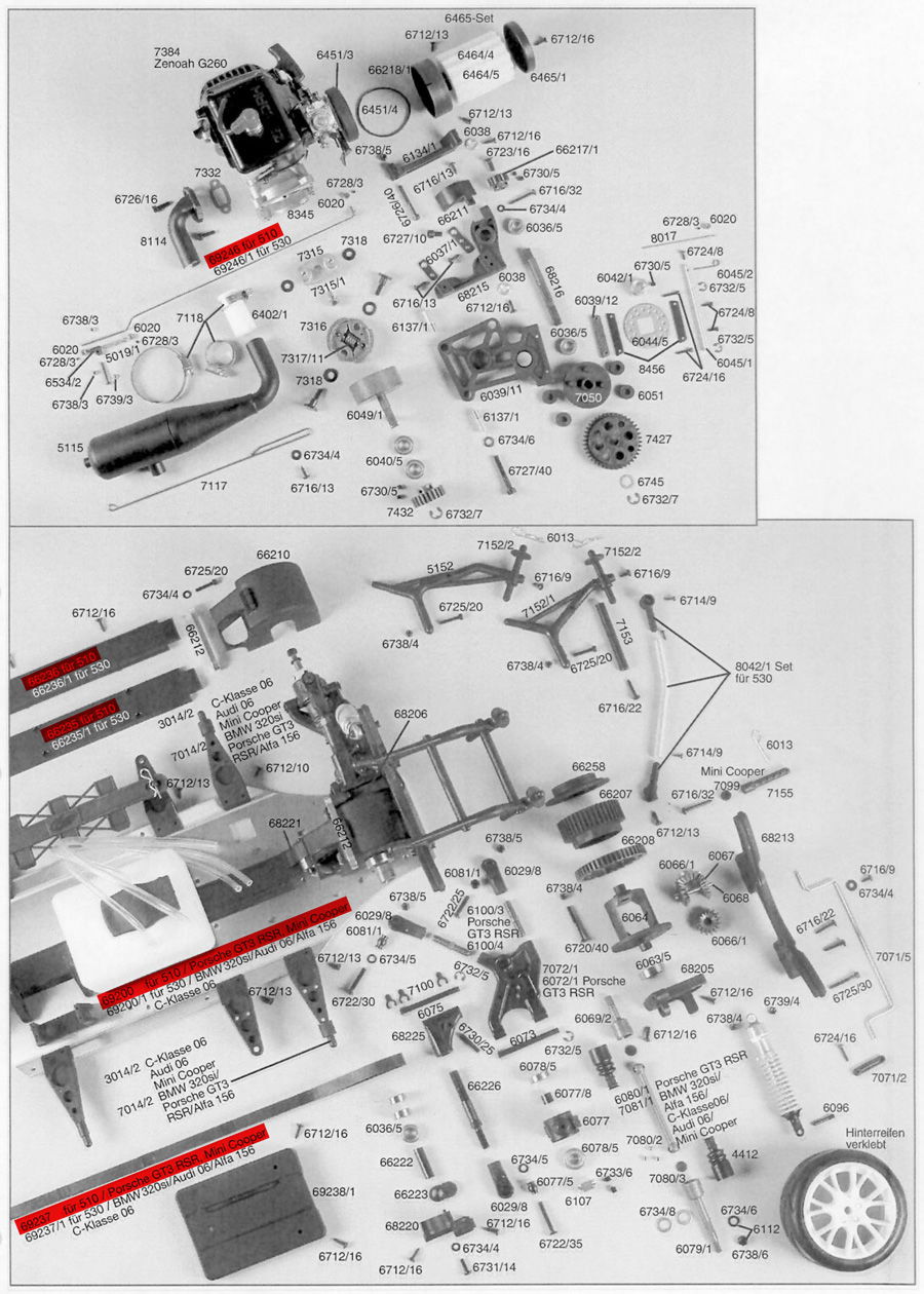 FG 4WD 510 530 Exploded Diagrams - Emscar RC Car Spares