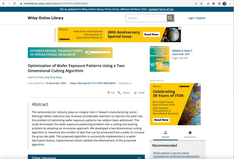 Paper Optimization Of Wafer Exposure Patterns Using A Two Dimensional Cutting Algorithm Mat Lab