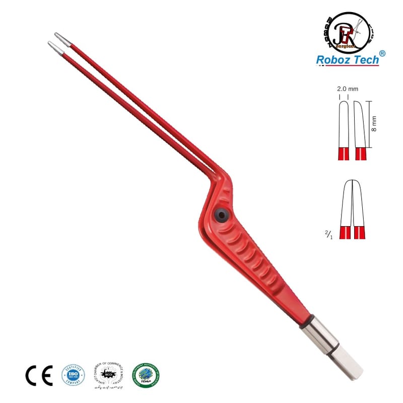 Blunt Non-Stick Bipolar forceps 2mm 20cm bayonet