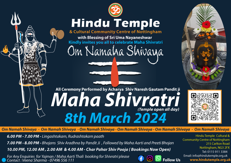 Maha Shivratri 2024 - Hindu Temple Nottingham, Cultural Community Centre