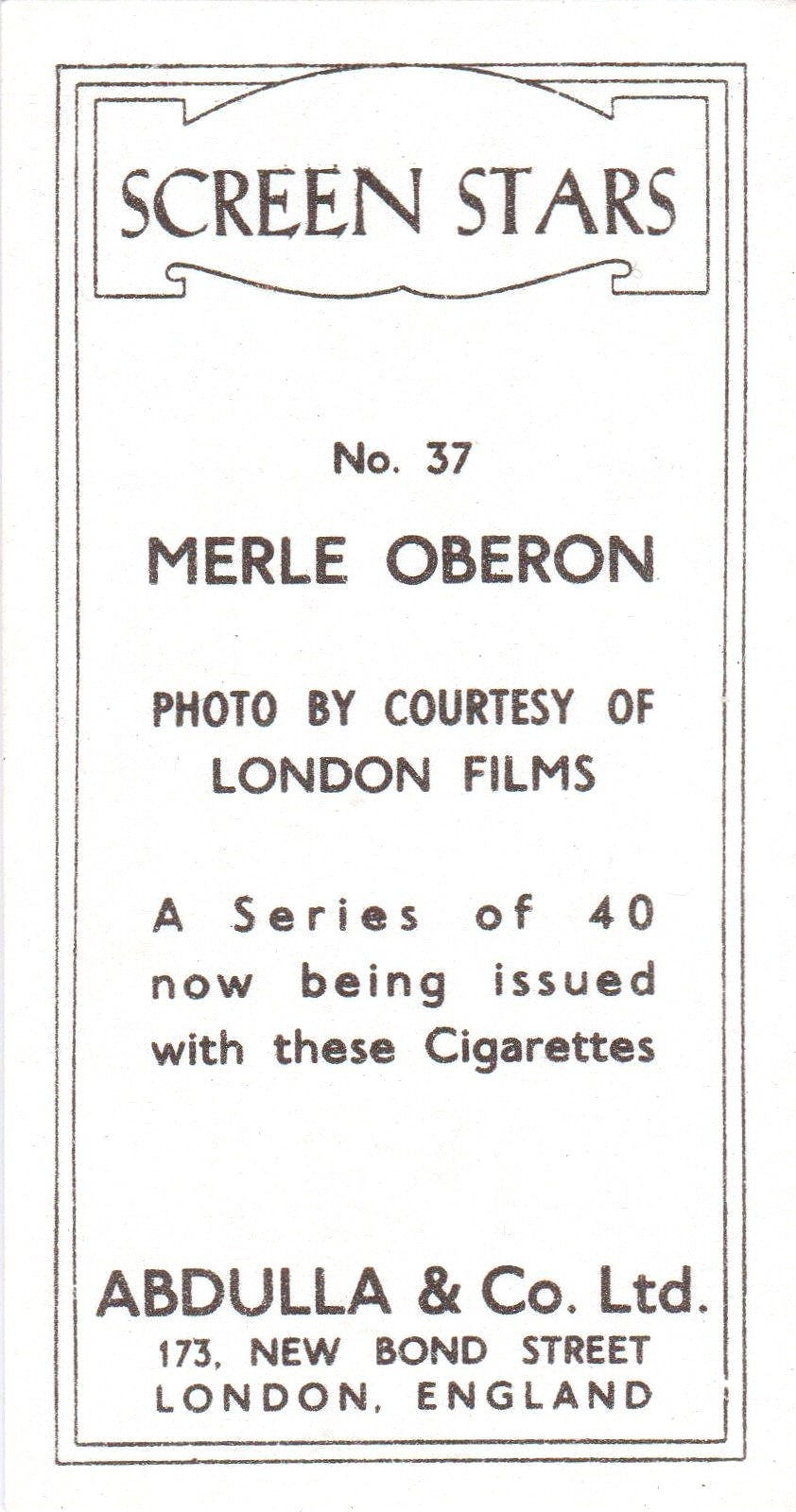 MERLE OBERON - CINEMA & CIGARETTE CARDS MERLE OBERON - CINEMA & CIGARETTE CARDS