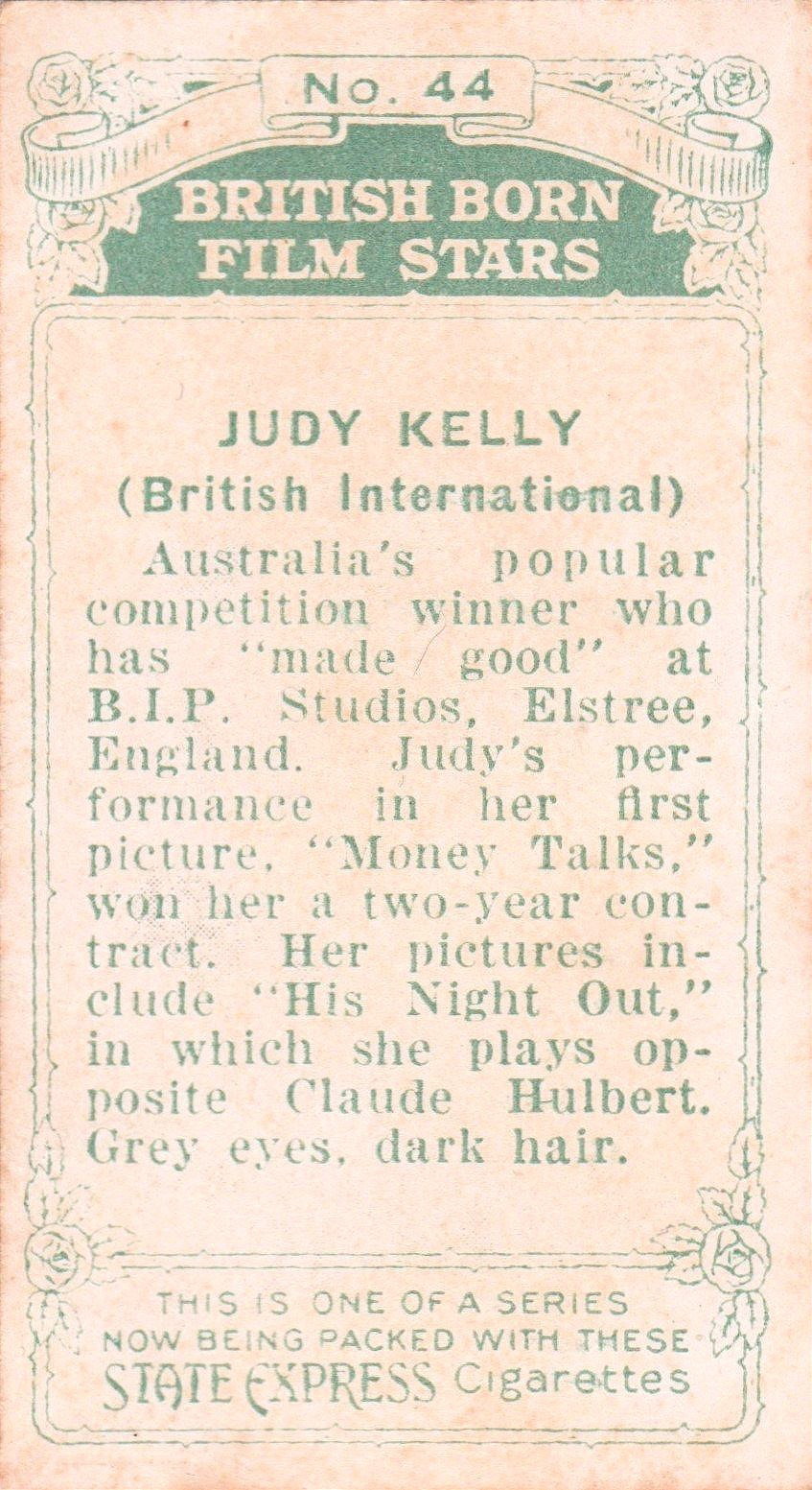 JUDY KELLY - CINEMA & CIGARETTE CARDS
