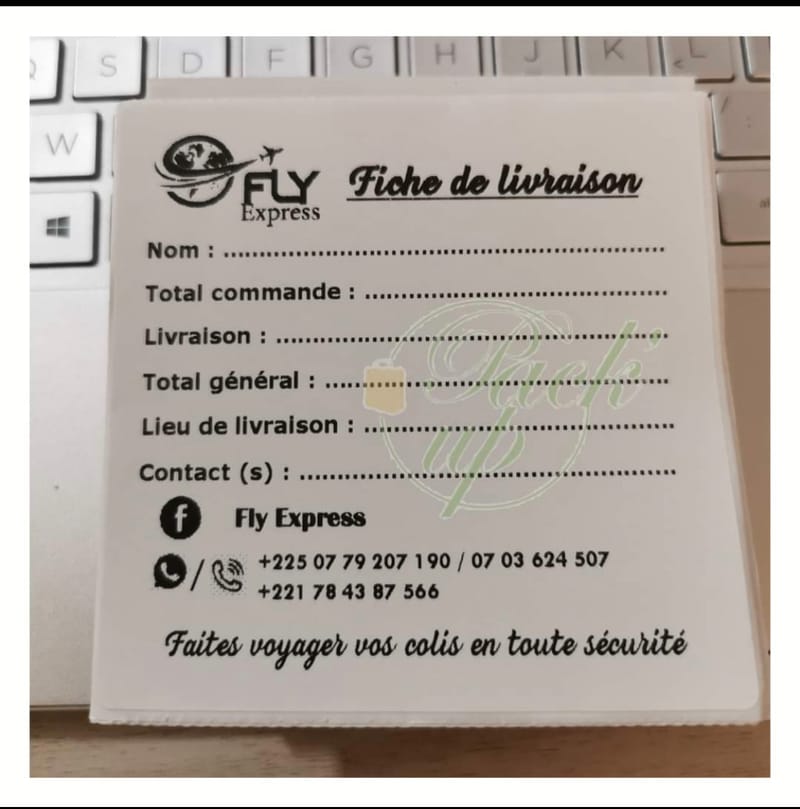 Fiche de livraison - Pack'up
