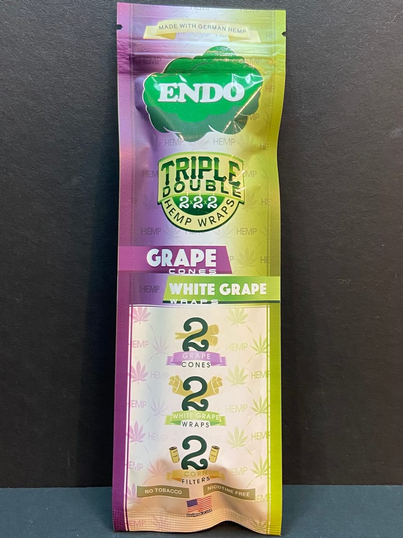 Endo Grape Flavored Triple Double Organic Hemp King Size Wraps / Cones ...