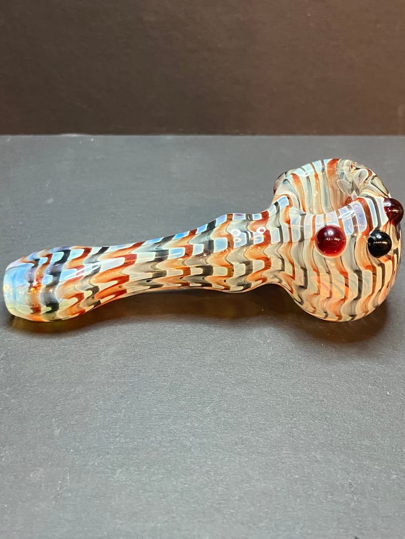 SP- 54: Multi-Color Fumed 3-Hole Pipe. - Shockers Glass Studio