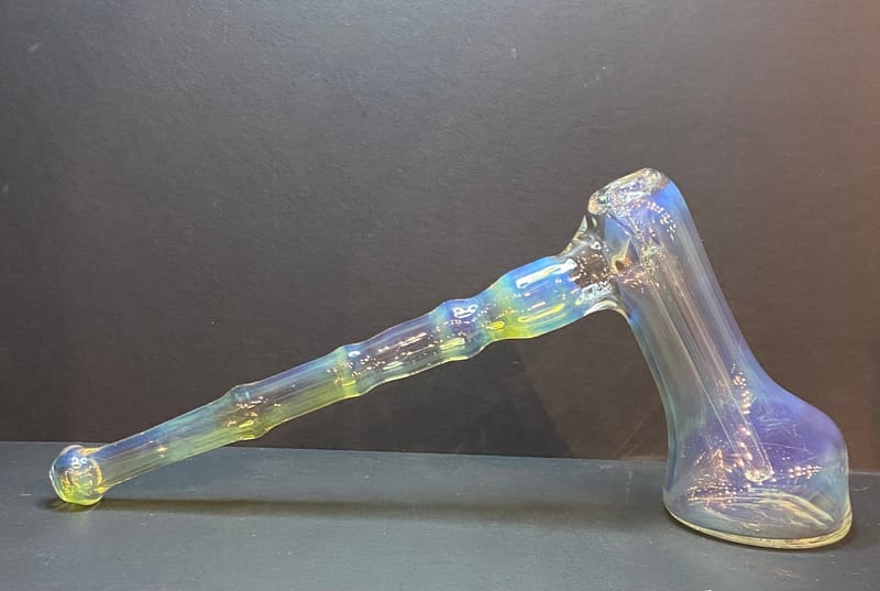 Bub-35: Extra Large Fumed Hammer Bubbler. - Shockers Glass Studio