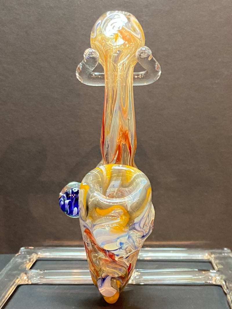 HP-52: Multi-Color Fumed Sherlock Pipe. - Shockers Glass Studio
