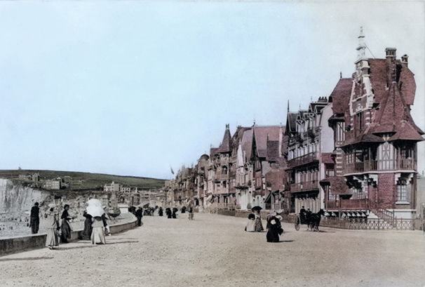 Carte postale Belle Époque Mers-les-Bains en couleur- Esplanade villa ...
