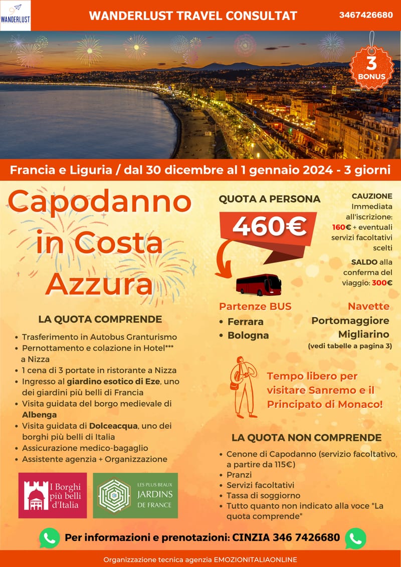 CAPODANNO IN COSTA AZZURRA - Wanderlust Travel Consultant