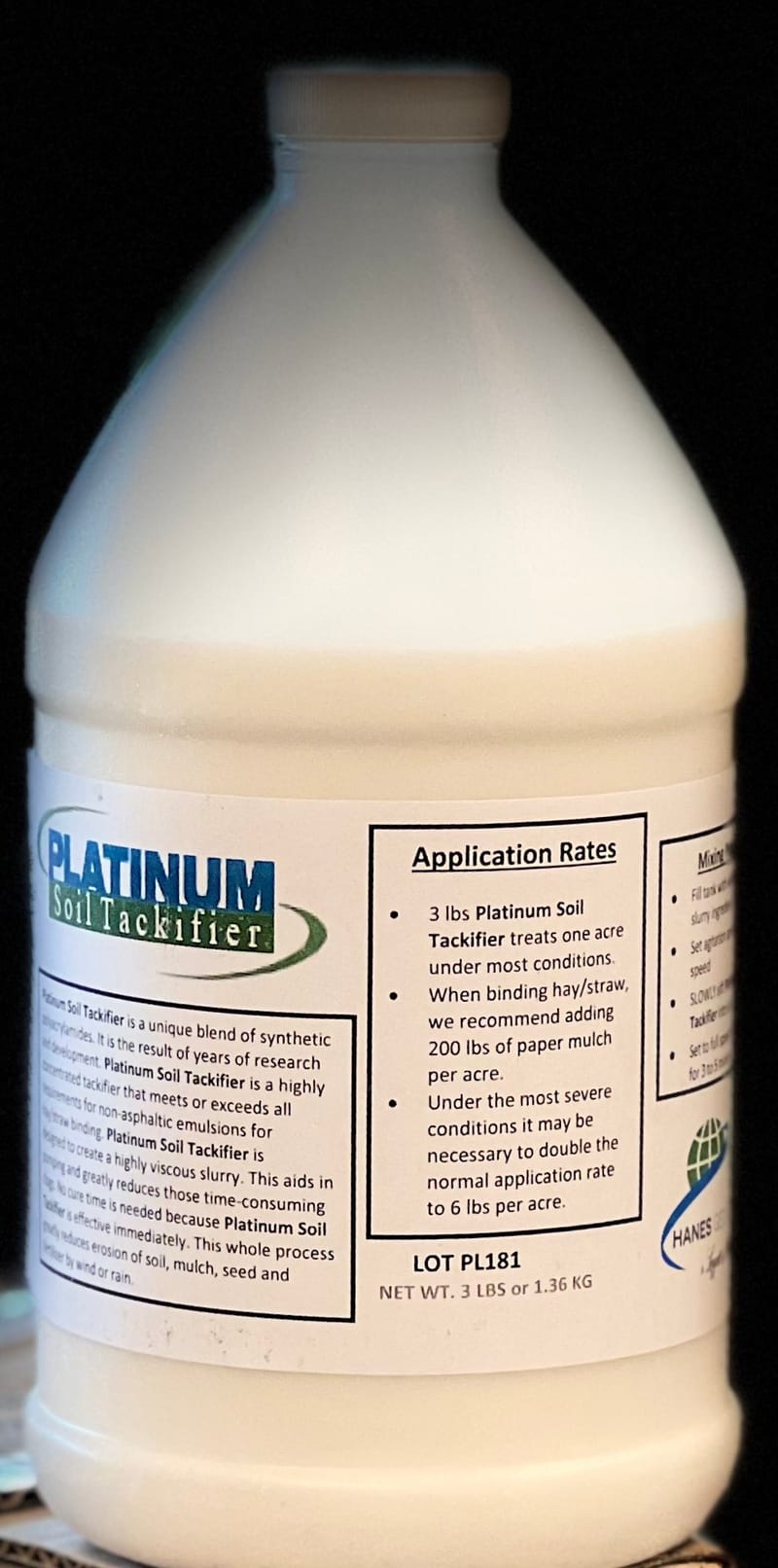 Hanes Geo Platinum Soil Tackifier 3 lb. - www.1ststateseed.com